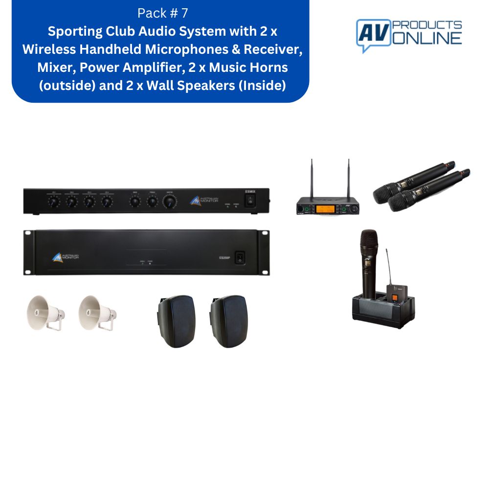 Pack #7 Sporting Club Audio System with 2 x Wireless Handheld Micropho ...